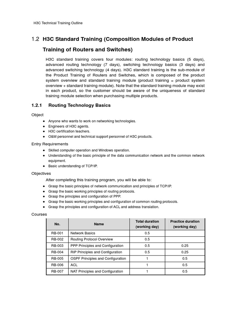 H3C Standard Training (Composition of Product Training Modules) | PDF ...