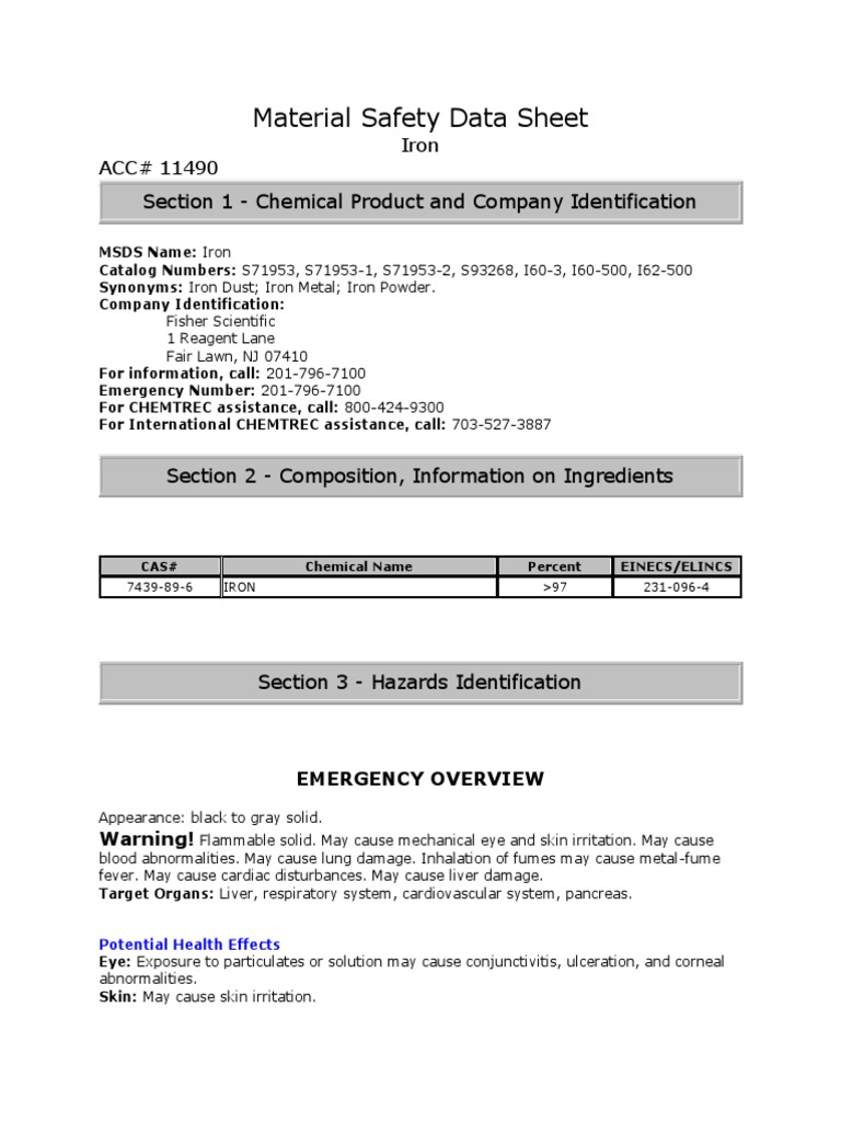 MSDS Besi | PDF | Dangerous Goods | Personal Protective Equipment