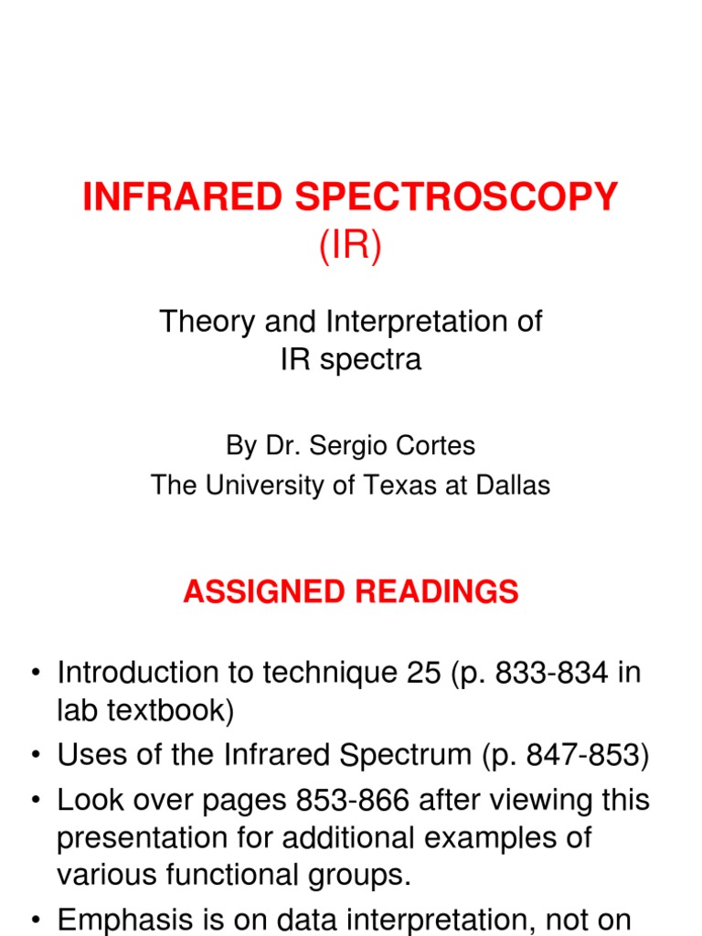 Infrared Spectroscopy: Theory and Interpretation of IR Spectra ...