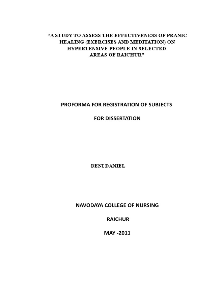 Proforma For Registration of Subjects For Dissertation | PDF | Blood Pressure | Diastole
