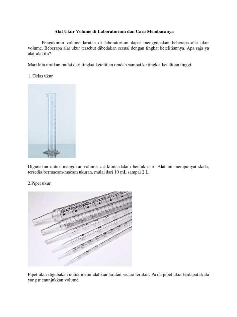 Alat Ukur Volume Di Laboratorium Dan Cara Membacanya