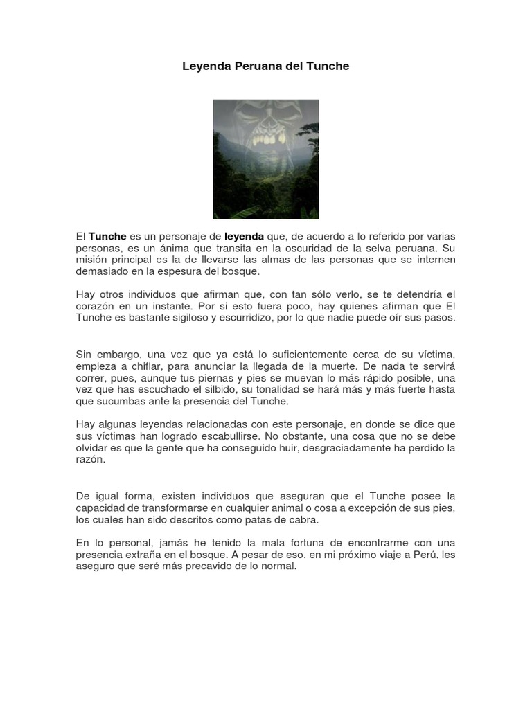 Leyenda Peruana Del Tunche | PDF