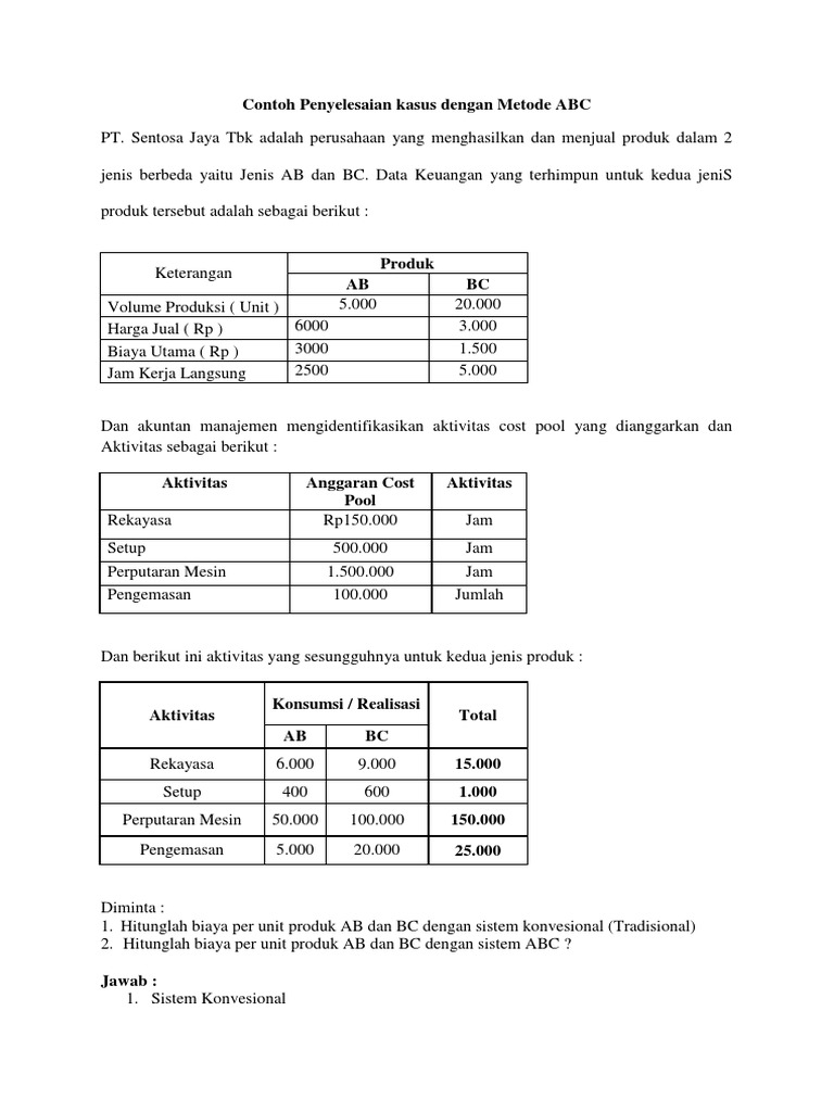 Contoh Penyelesaian Kasus Dengan Metode ABC | PDF