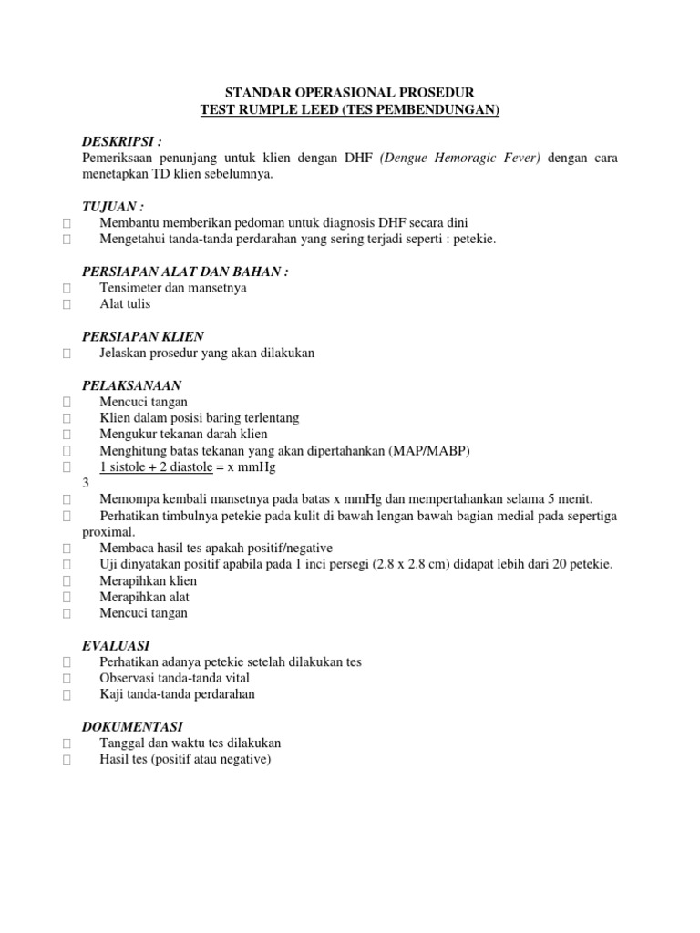 Standar Operasional Prosedur Rumple Leed 1 | PDF
