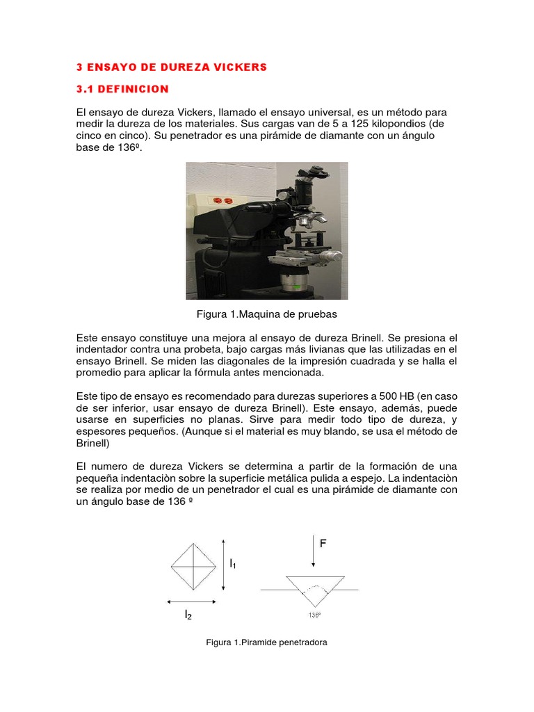 3 Ensayo de Dureza Vickers | PDF | Dureza | Ingeniería de productos ...