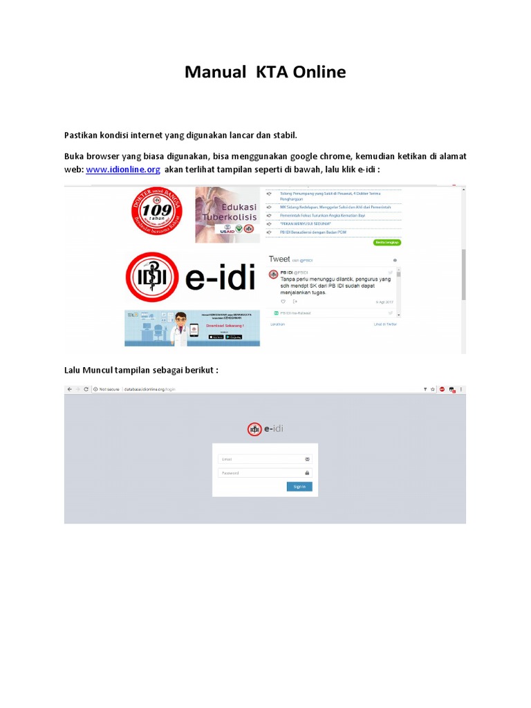 Panduan Pengajuan KTA Online IDI | PDF