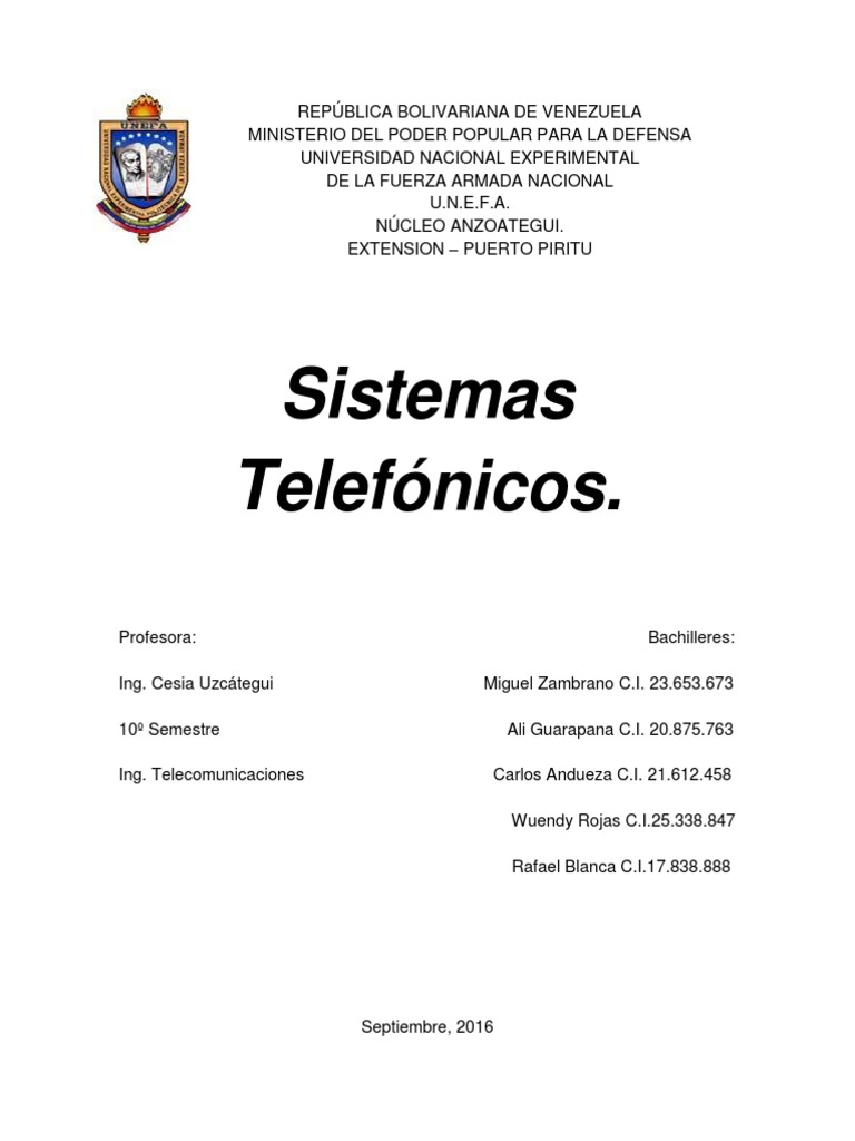 Unidad 1 Sistemas Telefonicos | PDF | Señalización (Telecomunicaciones) | Electrónica