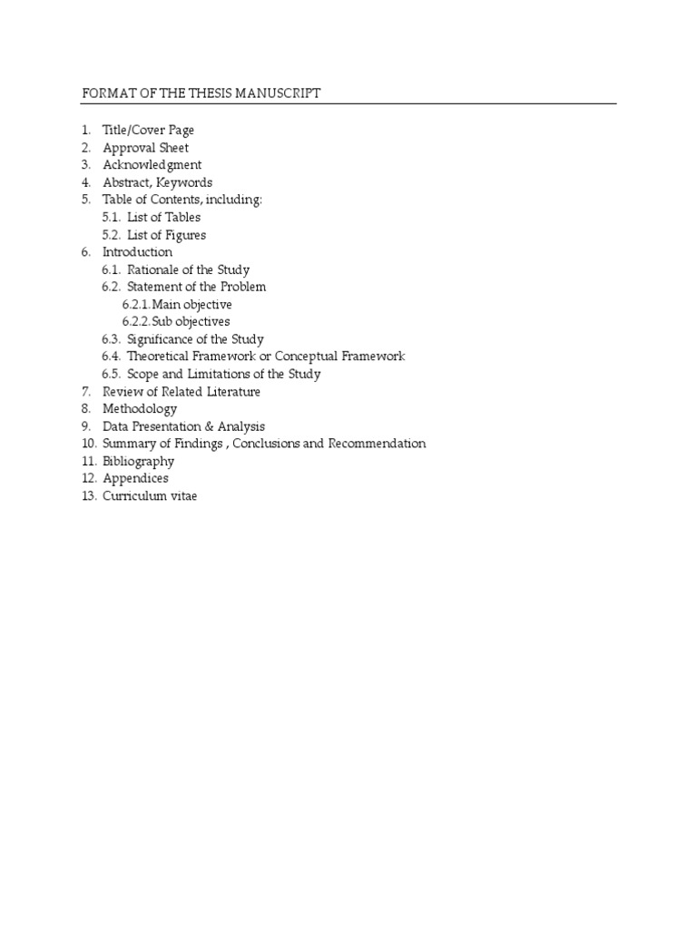Format of The Thesis Manuscript | PDF | Thesis | Conceptual Framework