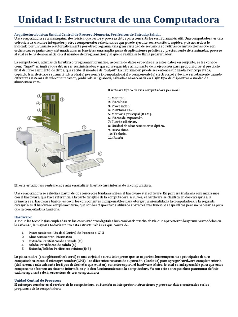 1. Unidad 1. Estructura de una Computadora.pdf | Hardware de la ...