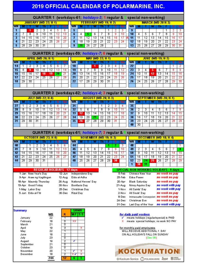 2019 PMI Official Calendar | PDF | Public Holiday | Observances