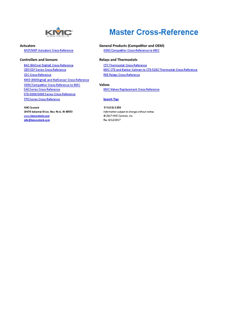 KMC Master Crossreference 6-12-17 | Download Free PDF | Building ...