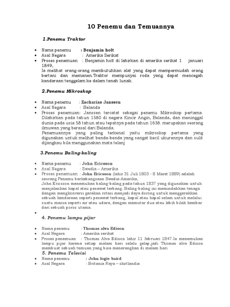 10 Penemu Dan Temuannya | PDF