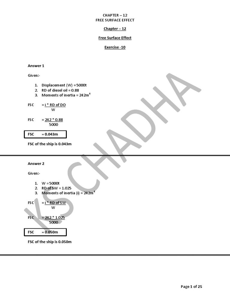 Chapter 12 (Free Surface Effect) - Min | PDF | Ships | Civil Engineering