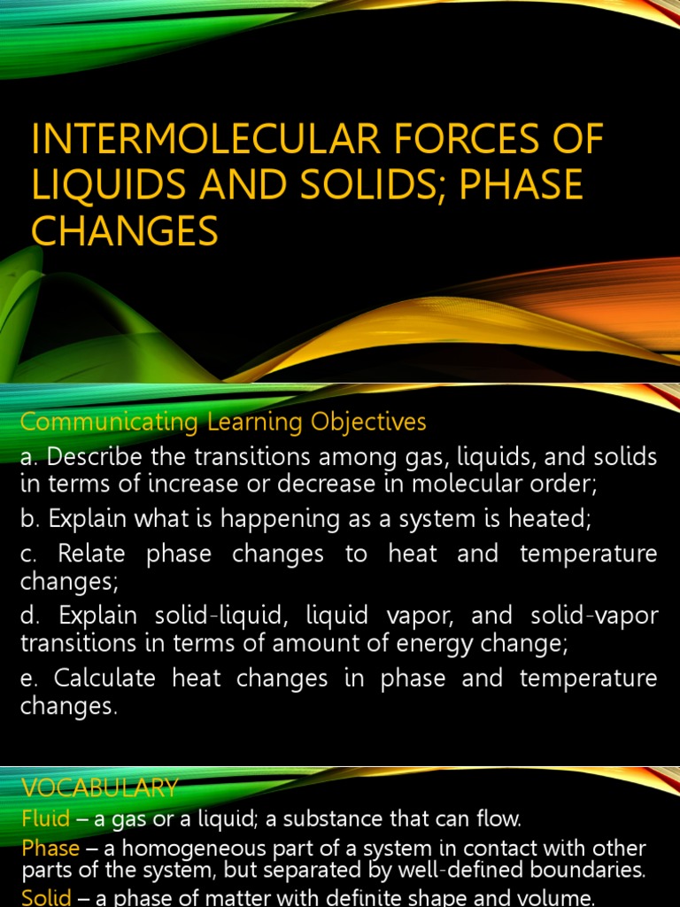 Intermolecular Forces of Liquids and Solids Phase Changes | Download ...