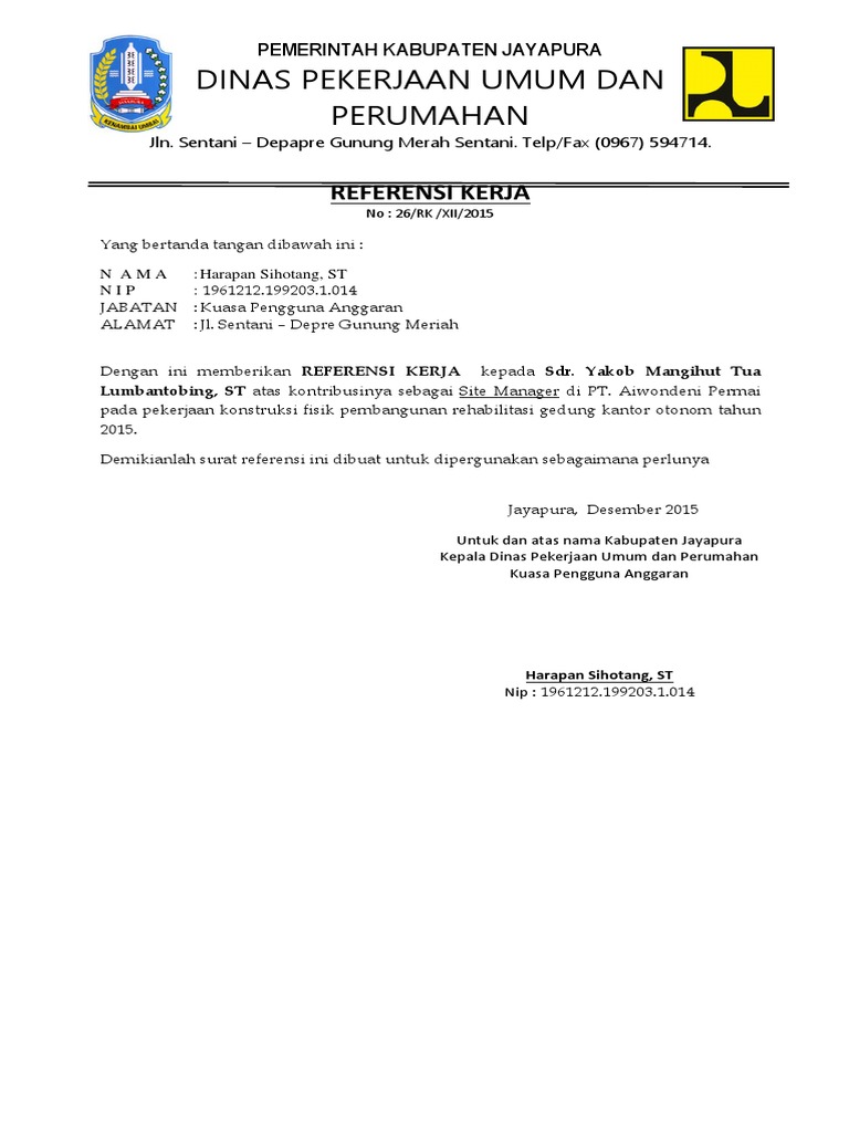 Contoh Referensi Kerja | PDF