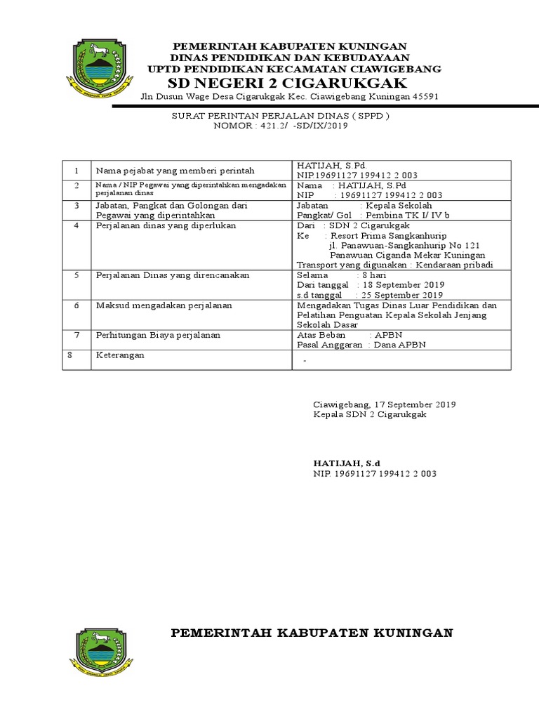 SPPD Penguatan Kepsek Hatijah | PDF