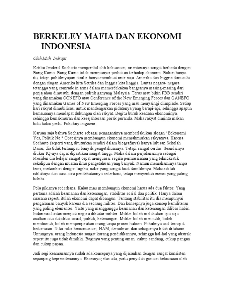 Berkeley Mafia Dan Ekonomi Indonesia | PDF