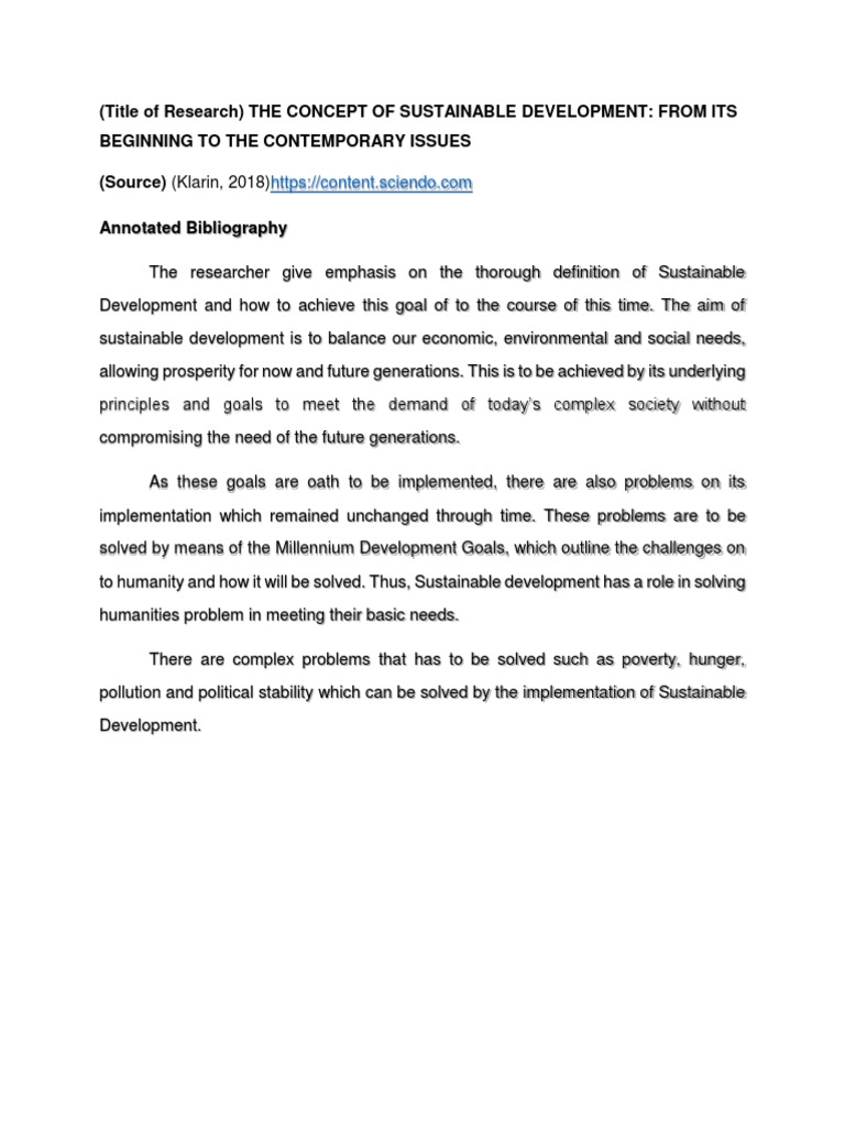 Annotated Bibliograhy Sustainable | PDF | Politics | Social Science