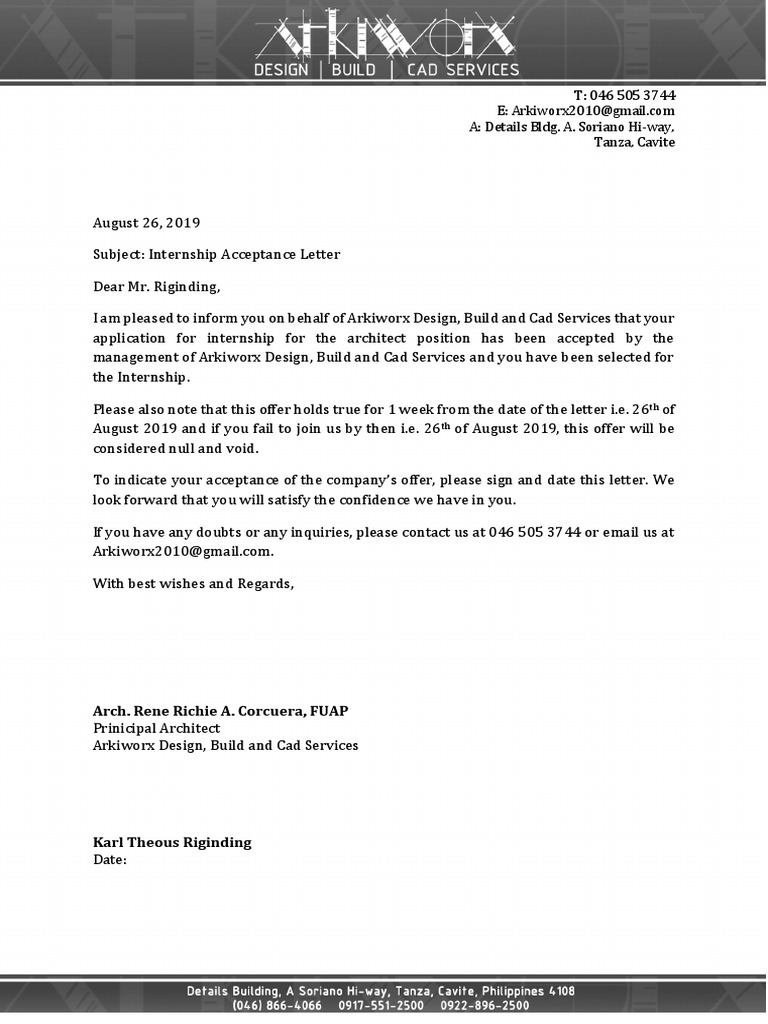 Ojt Acceptance Letter | PDF