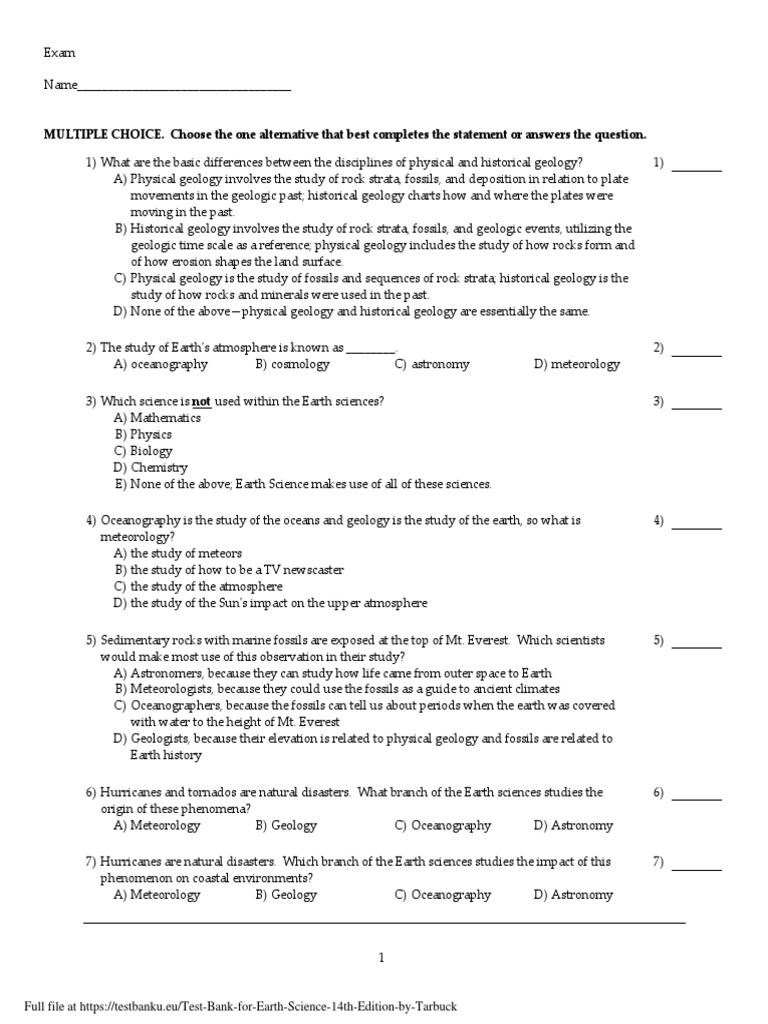Earth Science Exam Questions | PDF | Plate Tectonics | Solar System