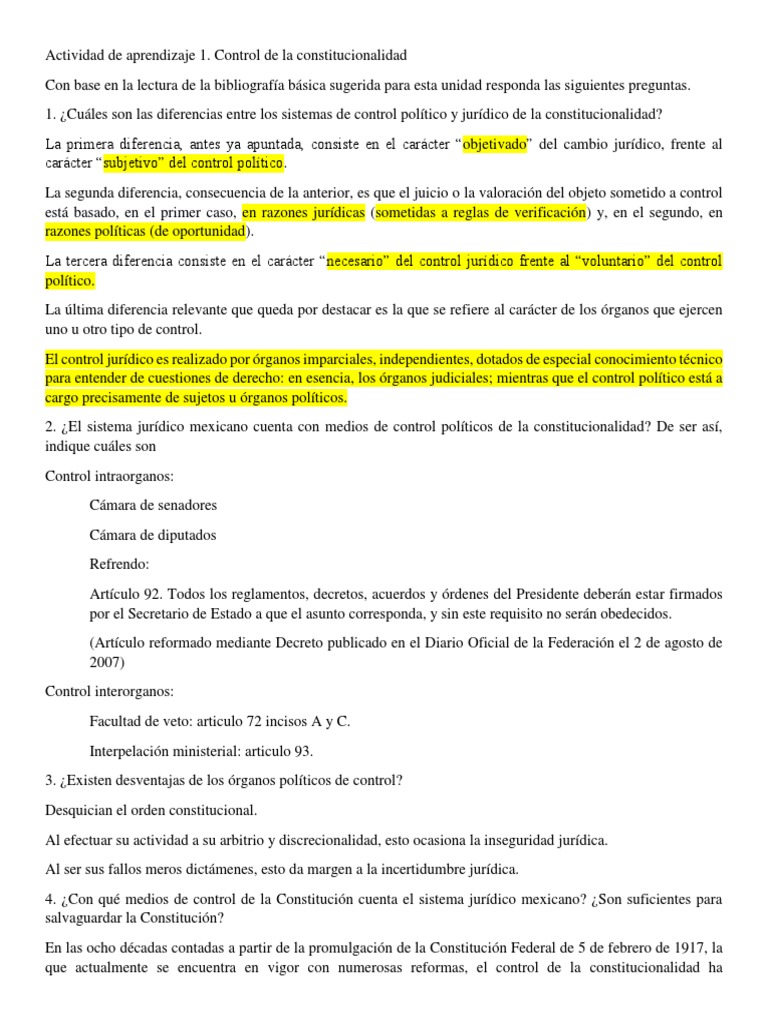 Control de La Constitucionalidad en México | PDF | Constitución ...