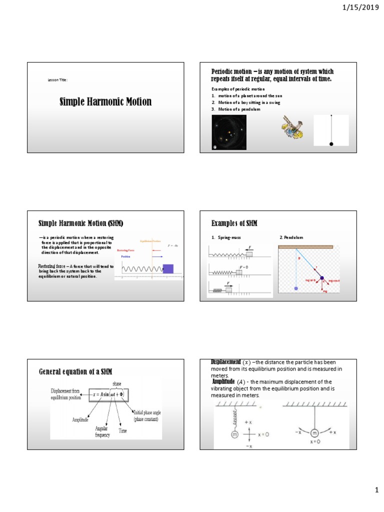 Simple Harmonic Motion | PDF | Frequency | Force