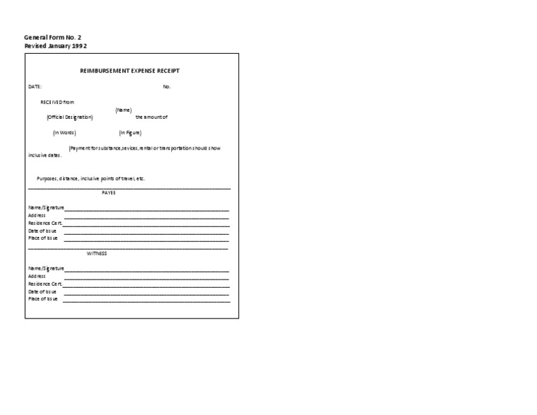 General Form No | PDF