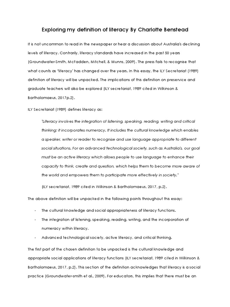 Exploring My Definition of Literacy | PDF | Literacy | Pedagogy