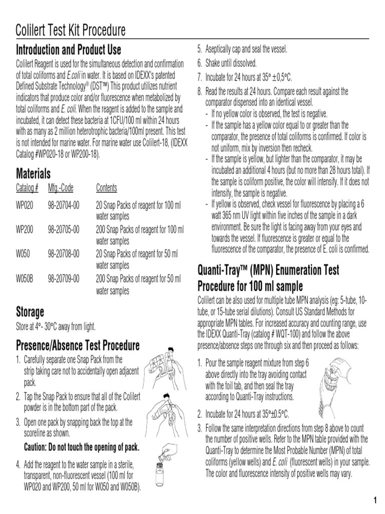 Colilert Test Kit Procedure: Introduction and Product Use | Download ...