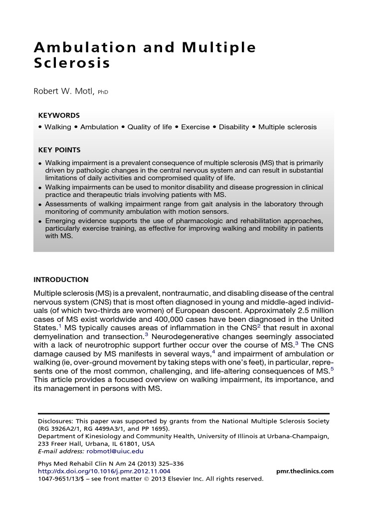 AMBULATION | PDF | Multiple Sclerosis | Walking