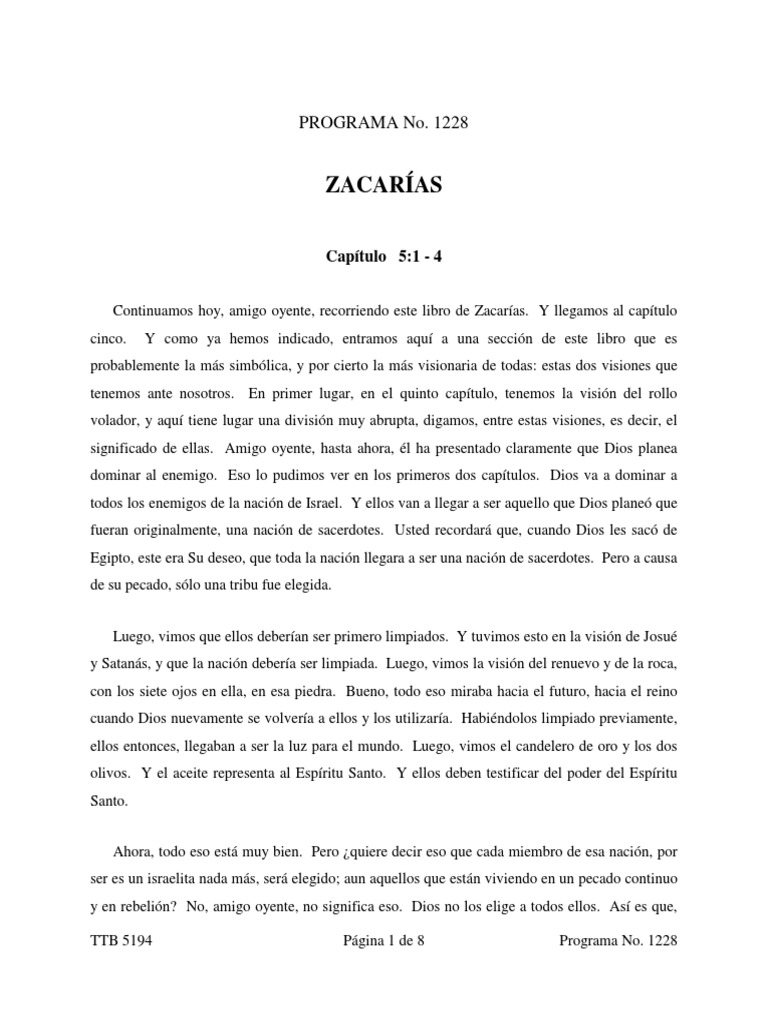 Explicacion Zacarías 5,1-4 | PDF | Nación | Diez Mandamientos