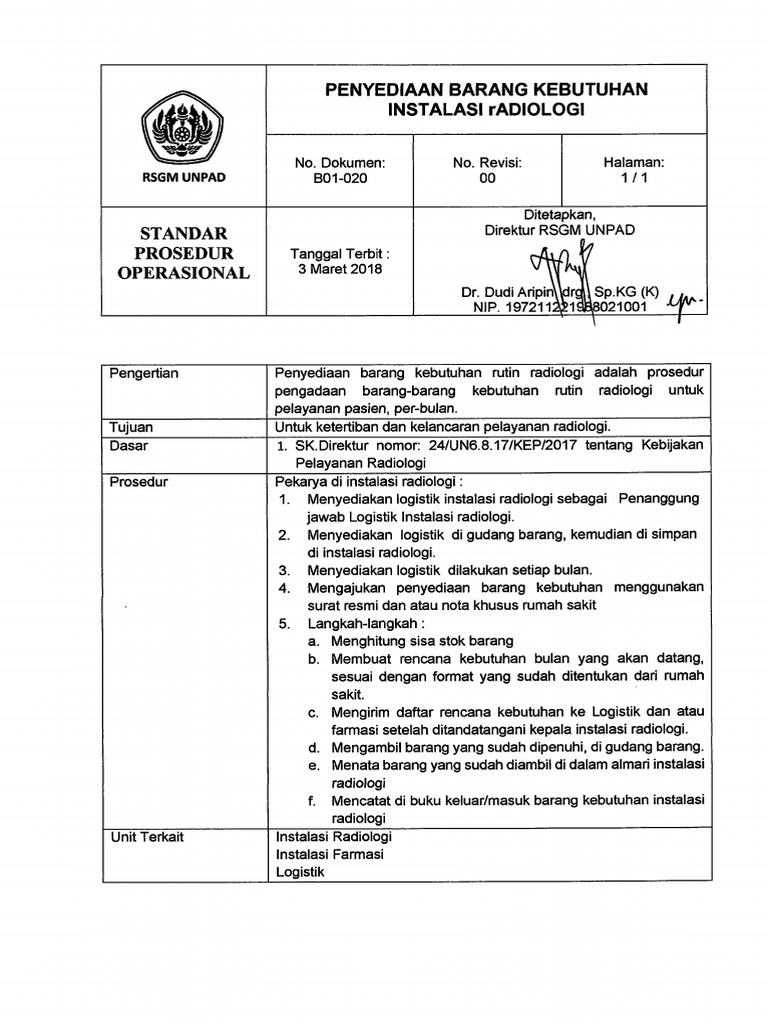Contoh Format Spo Radiologi | PDF