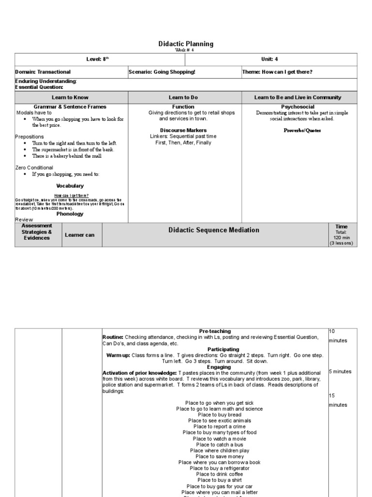Didactic Planning: Week # 4 | PDF | Human Communication | Learning