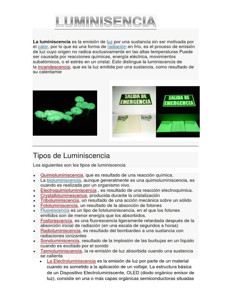 LUMINISCENCIA | PDF | Fluorescencia | Ciencias fisicas