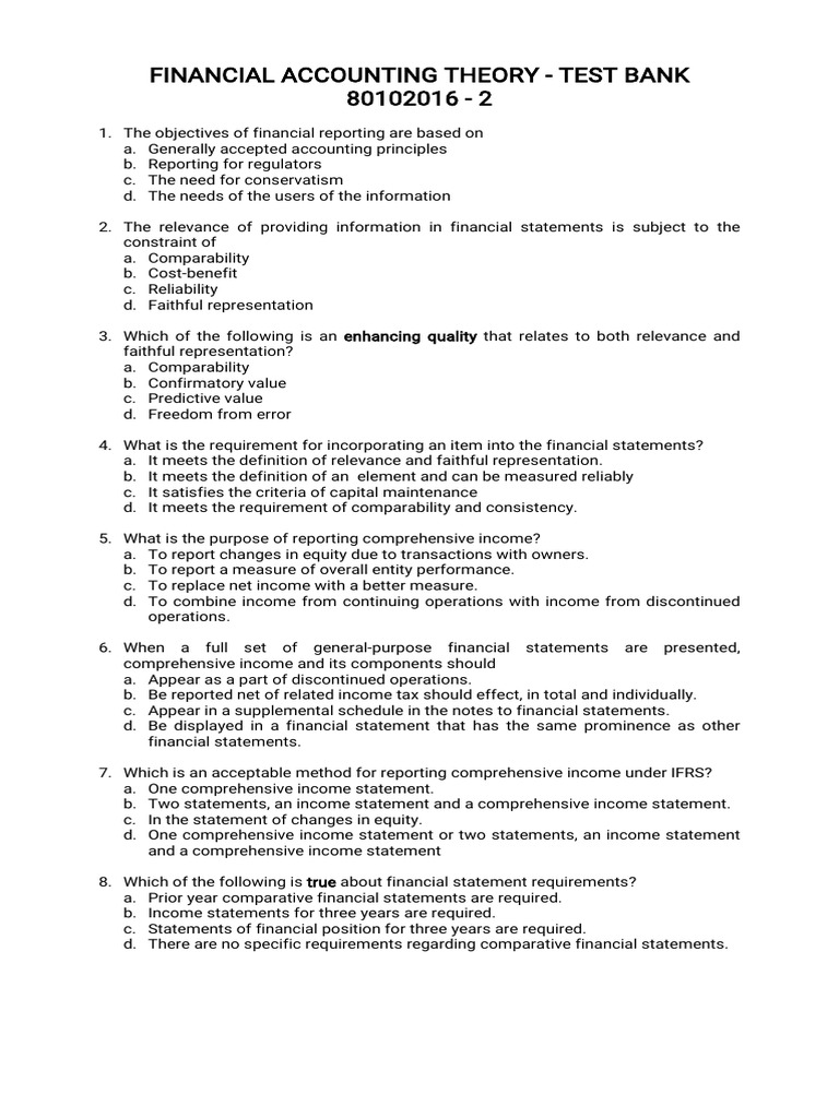 Financial Accounting Theory Test Bank | PDF