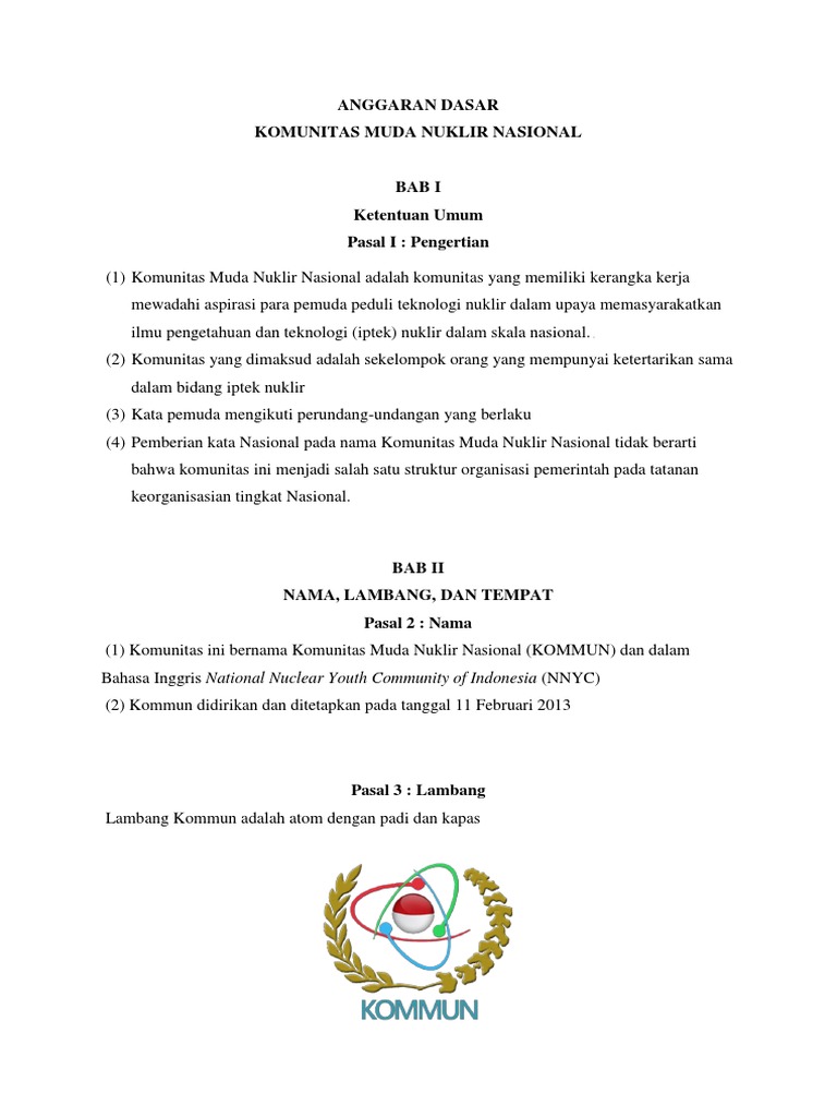 Contoh Anggaran Dasar Organisasi Pdf 