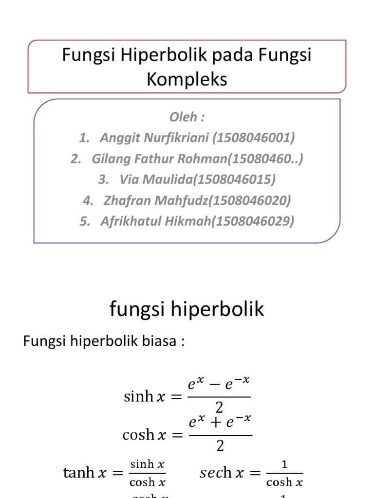 Fungsi Hiperbolik Pada Fungsi Kompleks | PDF | Geometri Metrik | Fungsi dan Pemetaan