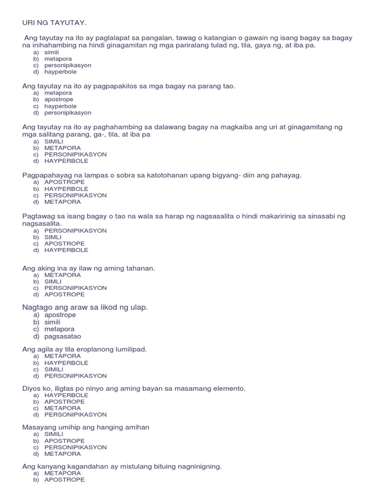 Uri NG Tayutay | PDF