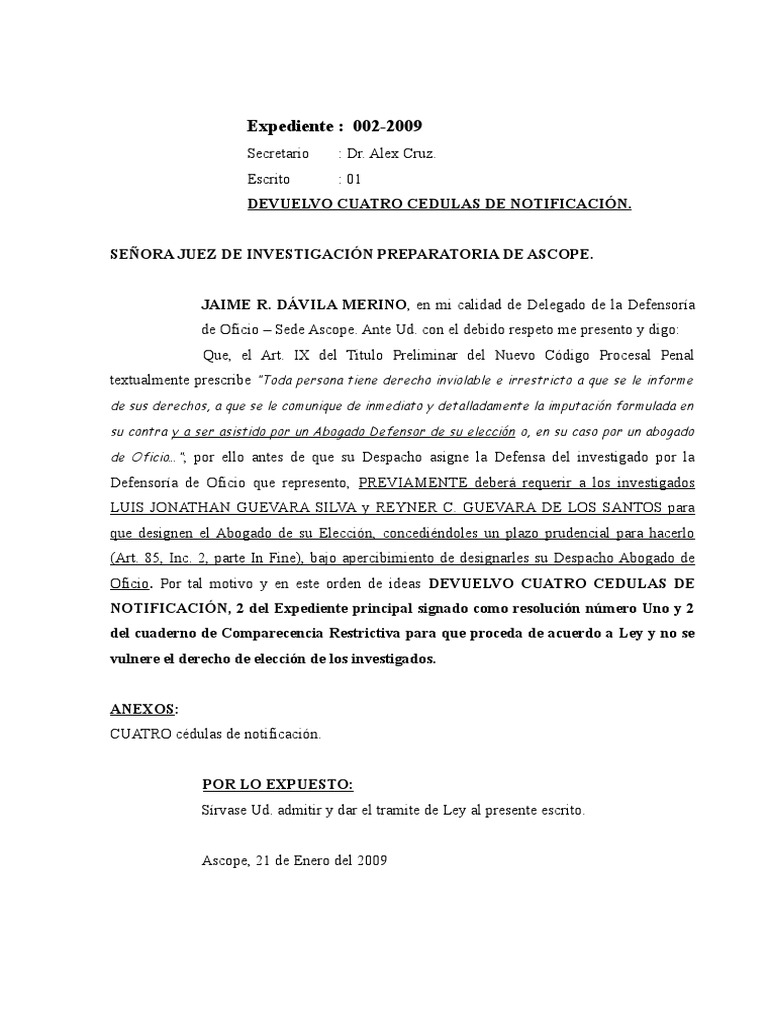 Devuelvo Cedula de Notificacíon | PDF | Virtud | Información del gobierno