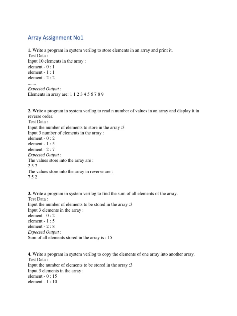 Array Assignment No1 Pdf Array Data Structure Algorithms And Data Structures 4911