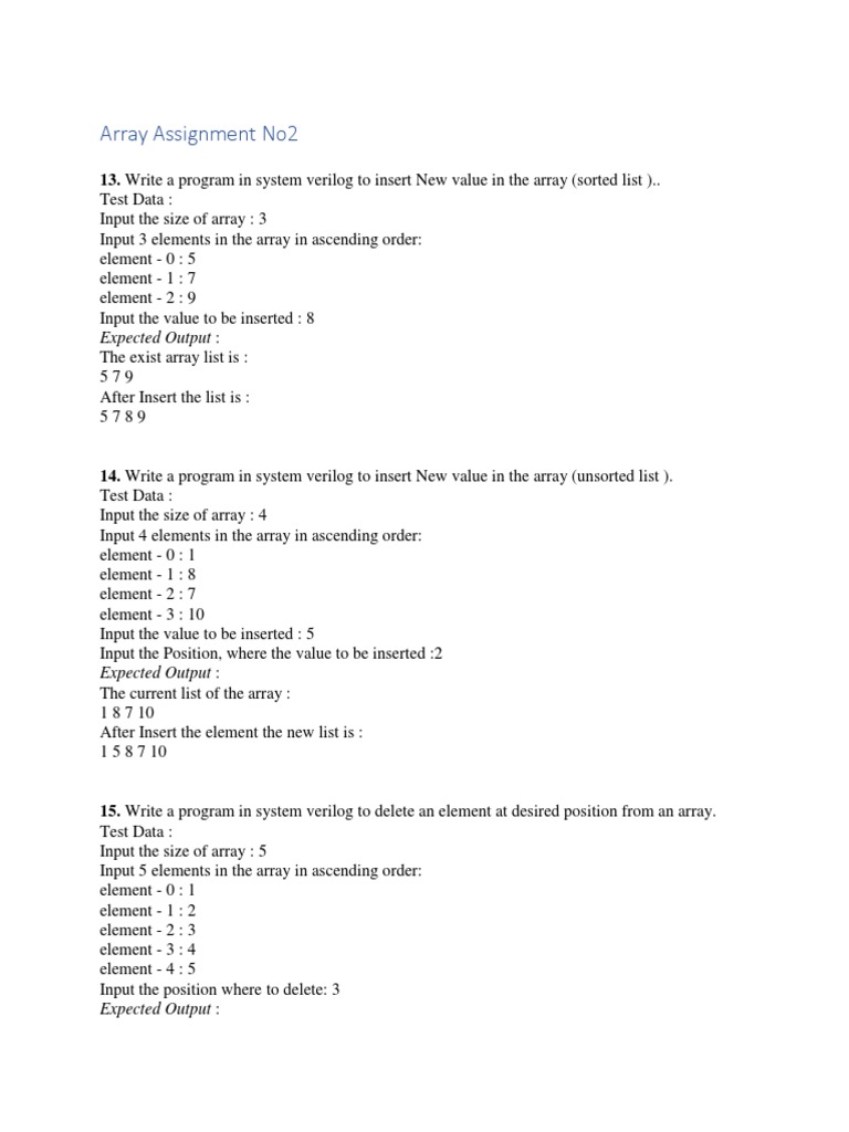 Array Assignment No2: Expected Output | PDF | Matrix (Mathematics) | Functions And Mappings