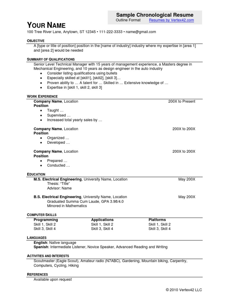 OUR AME: Sample Chronological Resume | PDF
