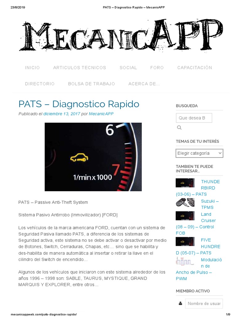Passive Anti Theft System (PATS) - Diagnostico Rapido PDF | PDF