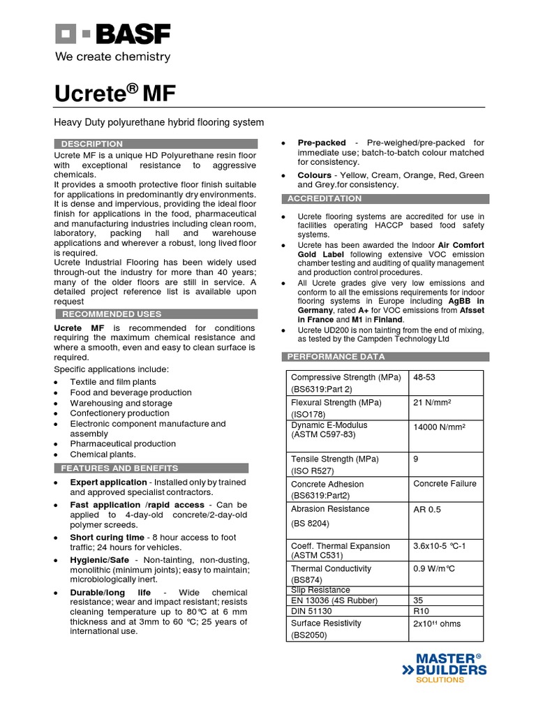 Ucrete MF: Heavy Duty Polyurethane Hybrid Flooring System | PDF ...