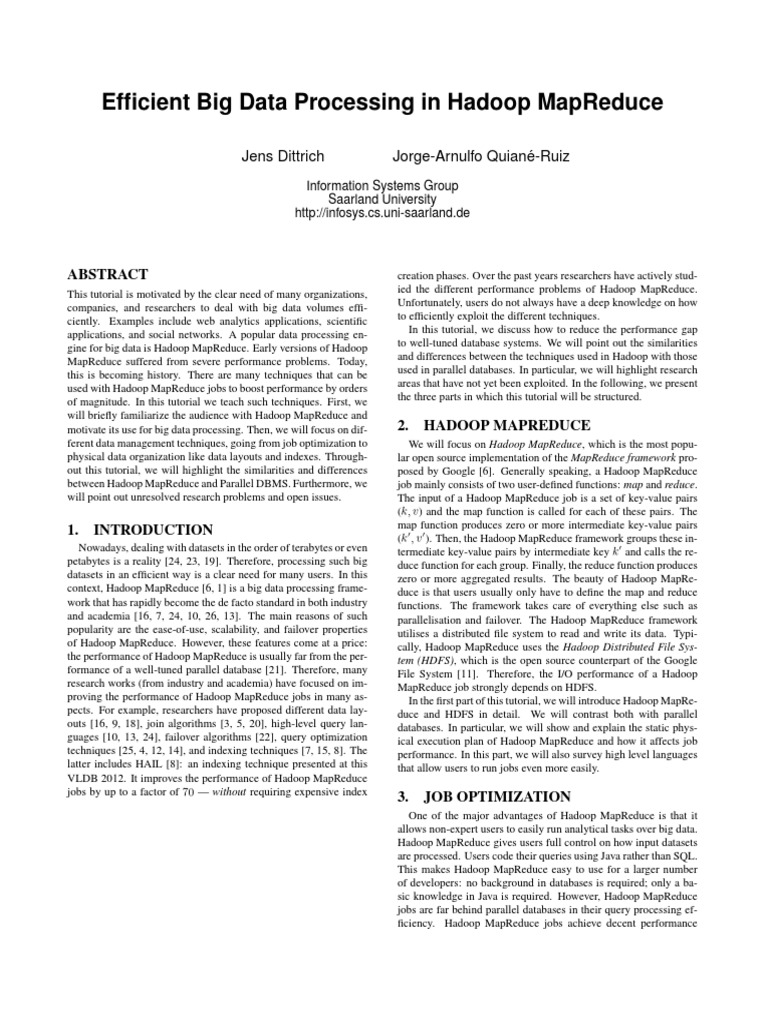 Big Data Tutorial | PDF | Apache Hadoop | Map Reduce