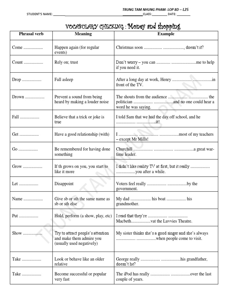 L25 - Vocabulary Check-For Students | PDF