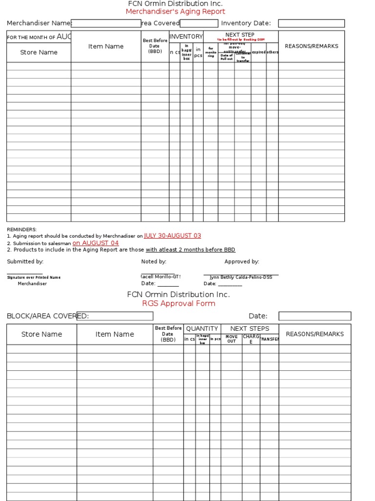 Merchandiser Aging Report | PDF | Business