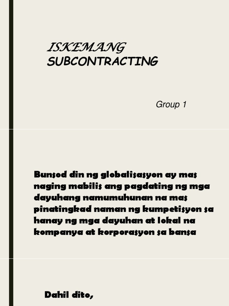 Iskemang Subcontracting | PDF