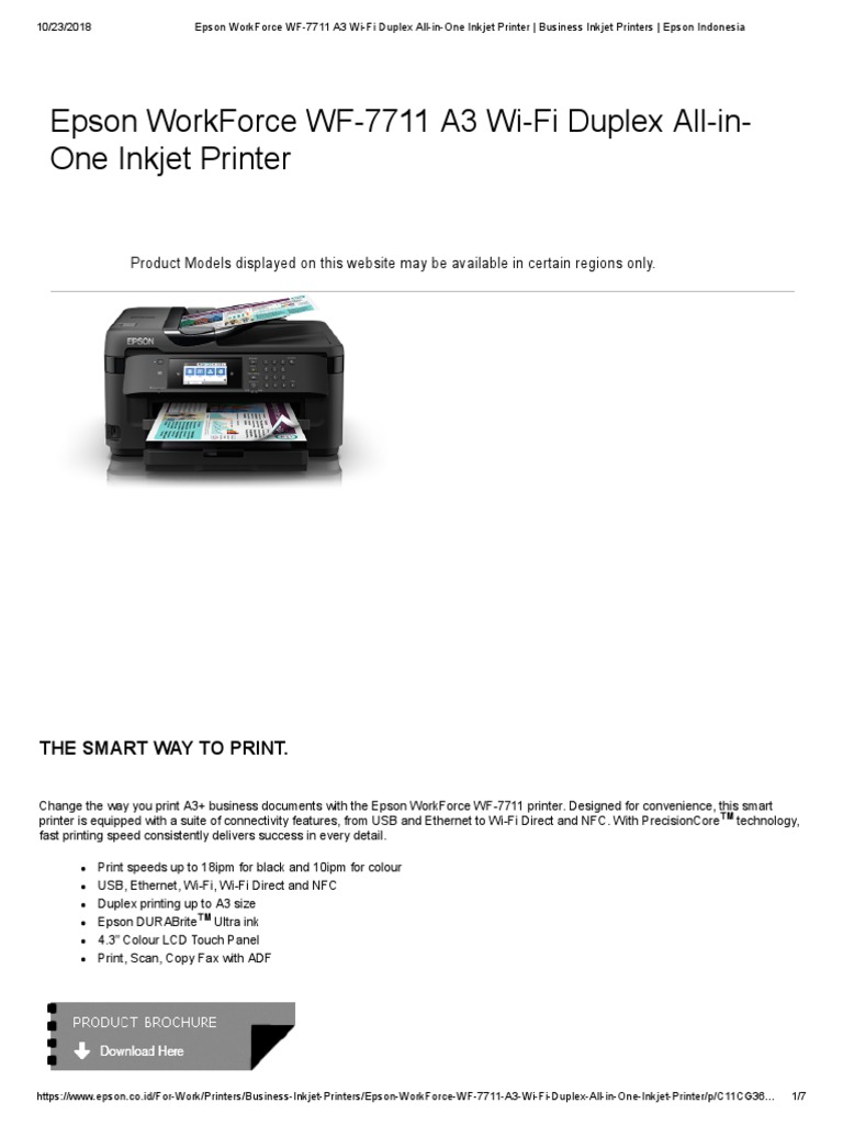 Epson WorkForce WF-7711 A3 Wi-Fi Duplex All-In-One Inkjet Printer - Business Inkjet Printers ...