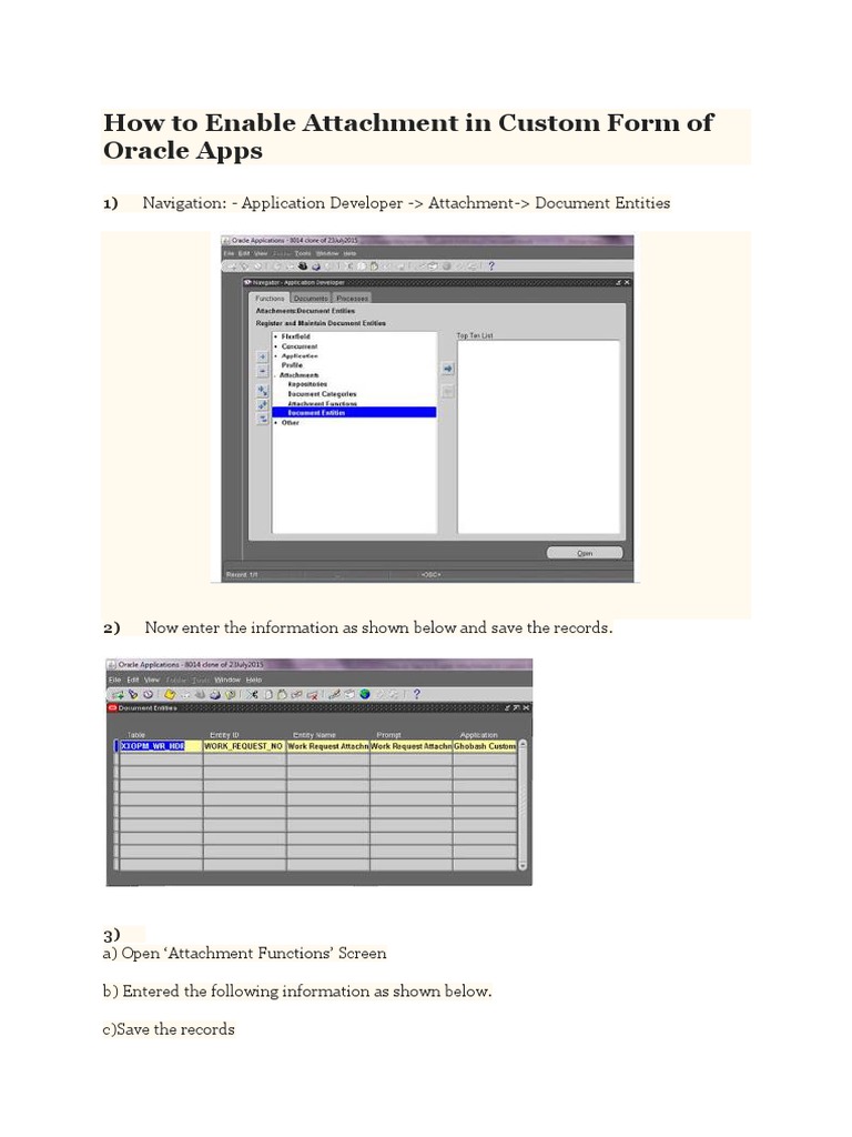Enable Attachment in Custom Form of Oracle Apps | PDF